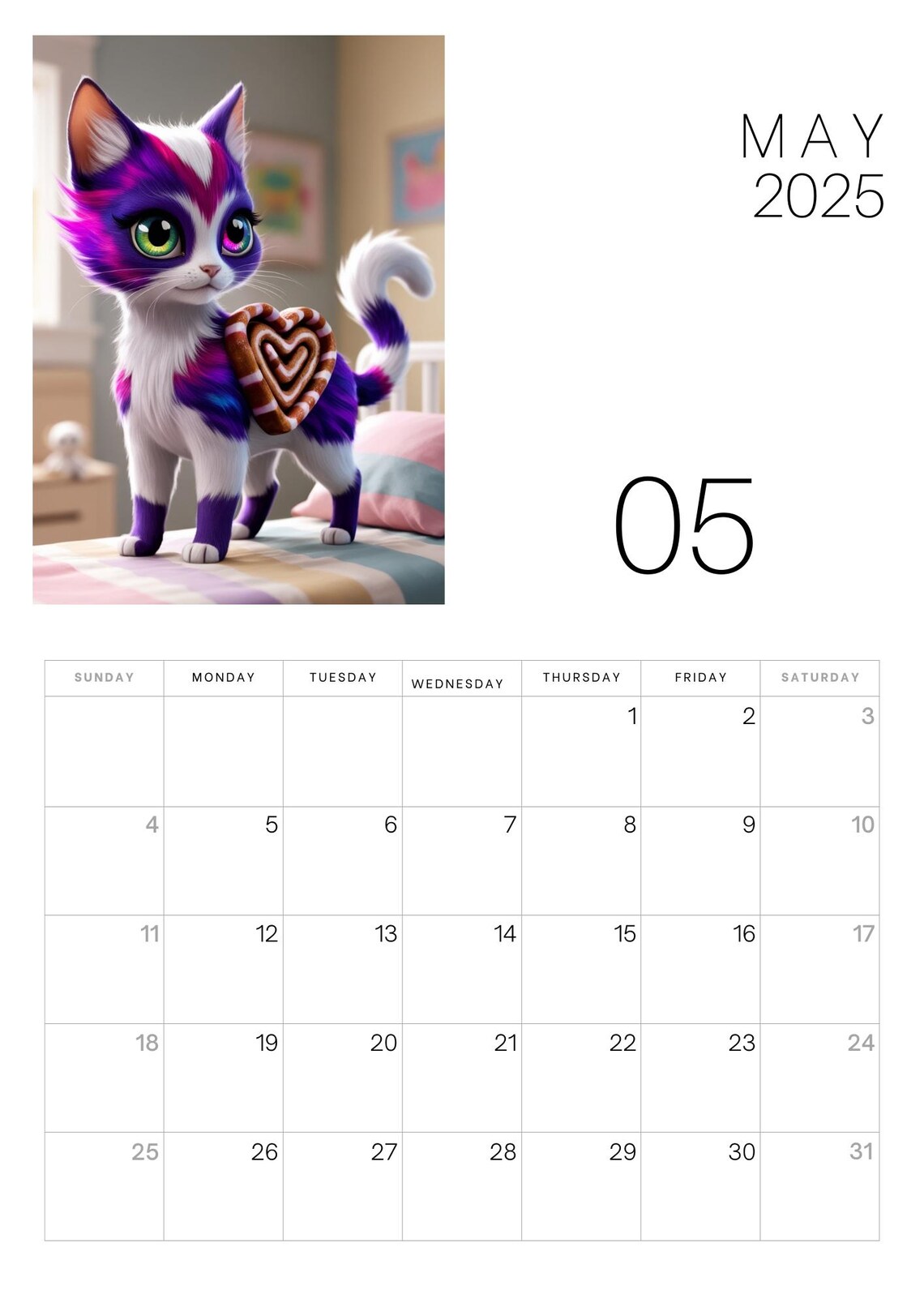 Printable Cats Calendar 2025 Calendar 2025 Pdf Download Calendar 2025 ...