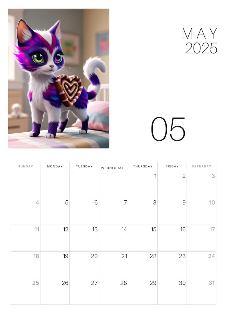 Printable Cats Calendar 2025 Calendar 2025 Pdf Download Calendar 2025 ...