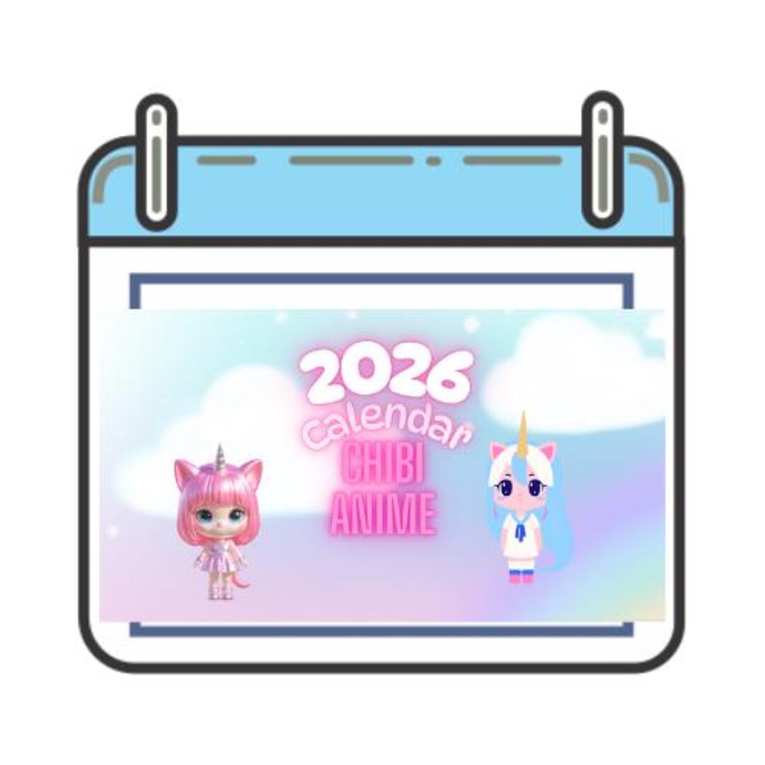 Cute Chibi Calendar 2026, Wall Calendar, Calendar 2026, Chibi Girl ...