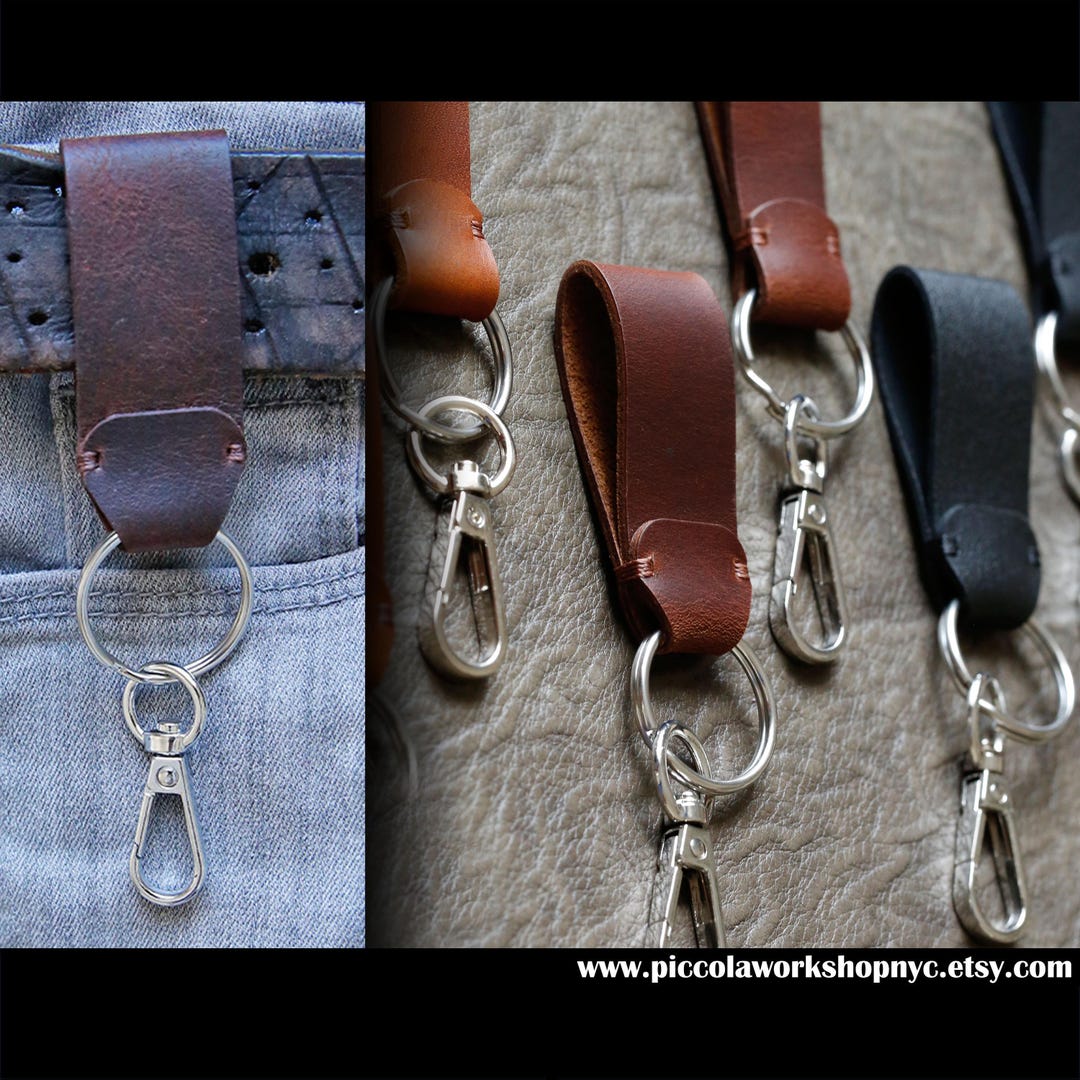 006genuine Leather Key Fob, Belt Loop Leather Keychain, Key Ring With ...