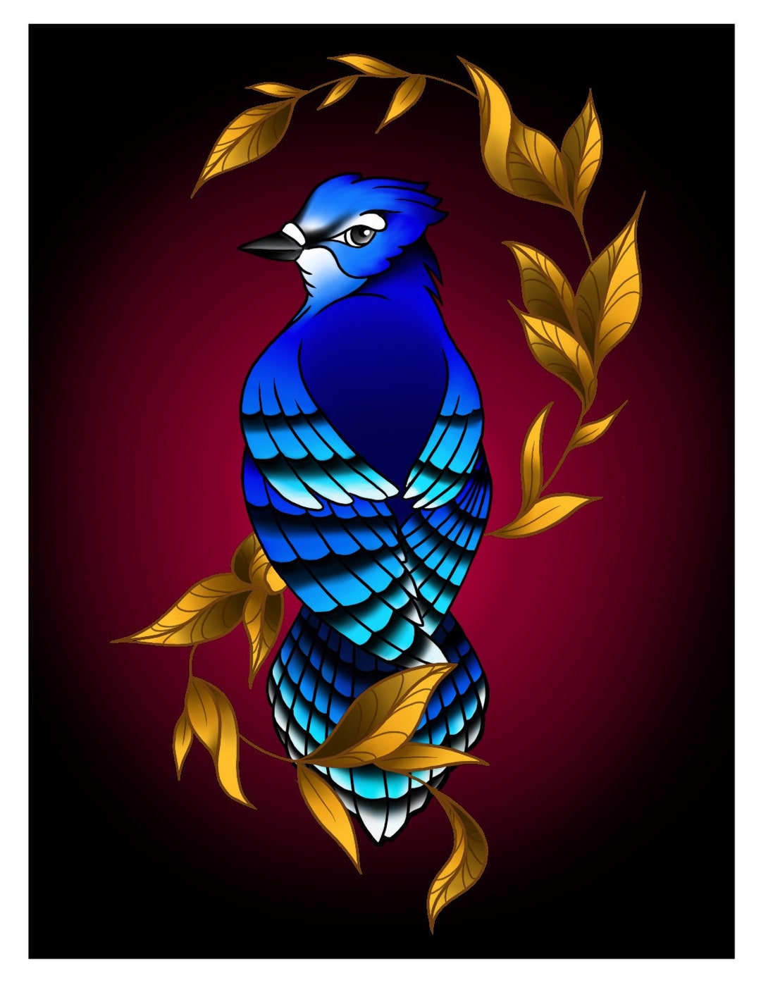 Blue Jay, Neotraditional, Tattoo Design, Bird - Etsy