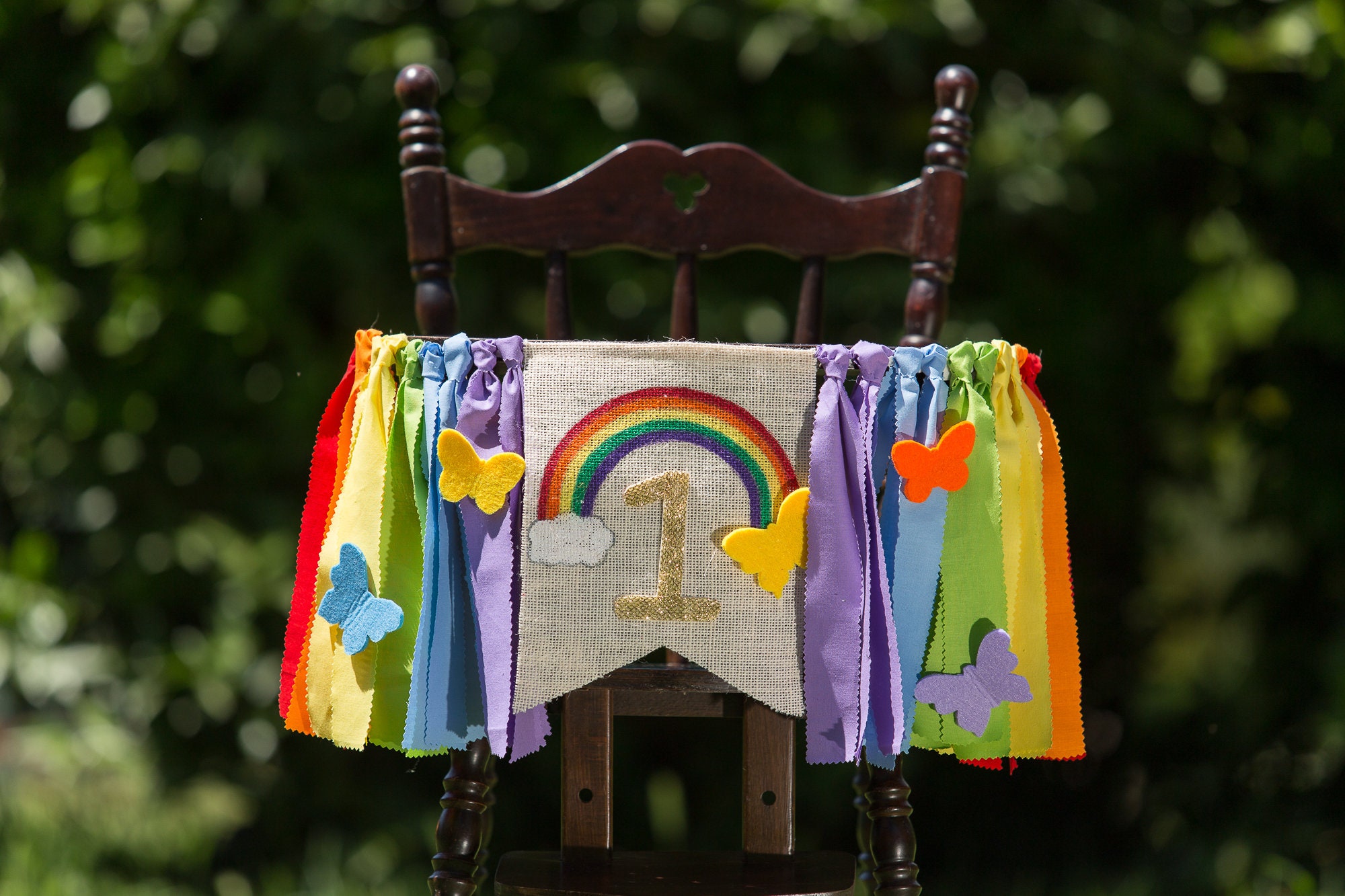 Rainbow High Chair Banner 1st Birthday Rainbow Bunting Banner - Etsy