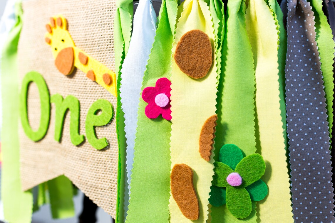 Jungle nursery / Giraffe nursery bunting banner high chair for | Etsy