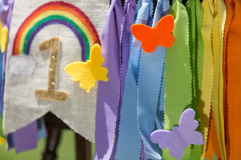 Rainbow High Chair Banner 1st Birthday Rainbow Bunting Banner - Etsy