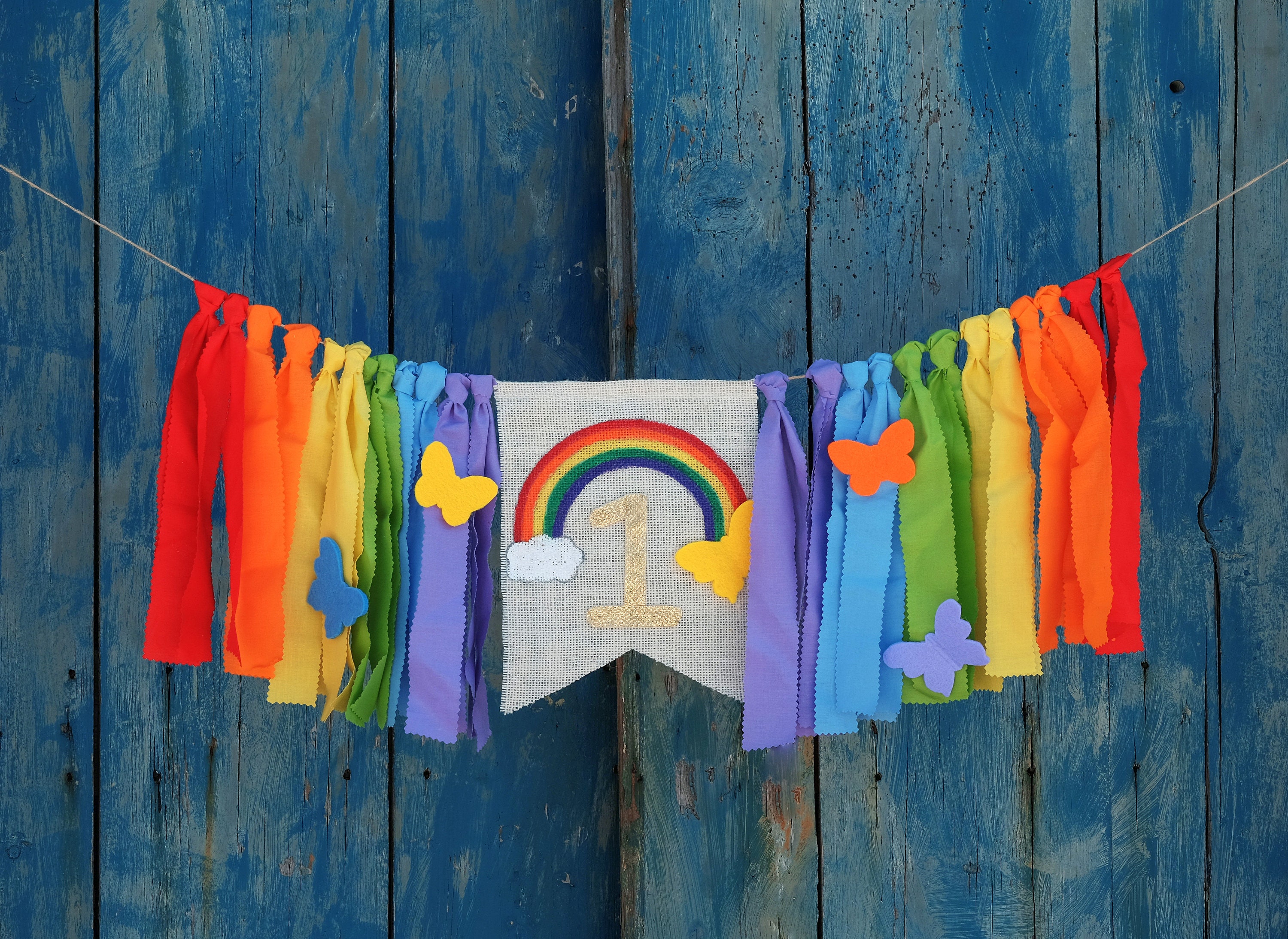 Rainbow High Chair Banner 1st Birthday Rainbow Bunting Banner - Etsy