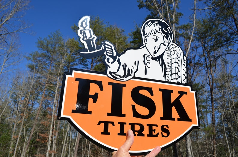 Vintage Style Fisk Tires Boy Die-cut Auto Gas & Oil Sign USA Made Thick ...