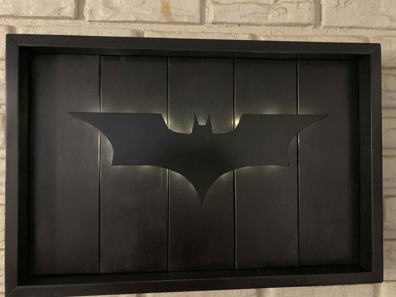 Batman LED Wall Sign | Lighted Batman Logo Wall Art | Man Cave Decor ...