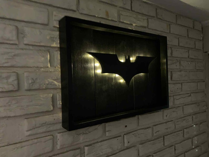 Batman LED Wall Sign | Lighted Batman Logo Wall Art | Man Cave Decor ...