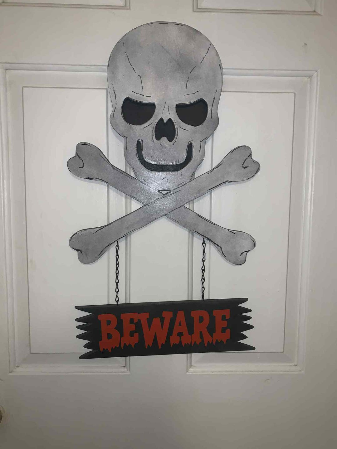 Skull Cross Bones Beware Sign - Etsy