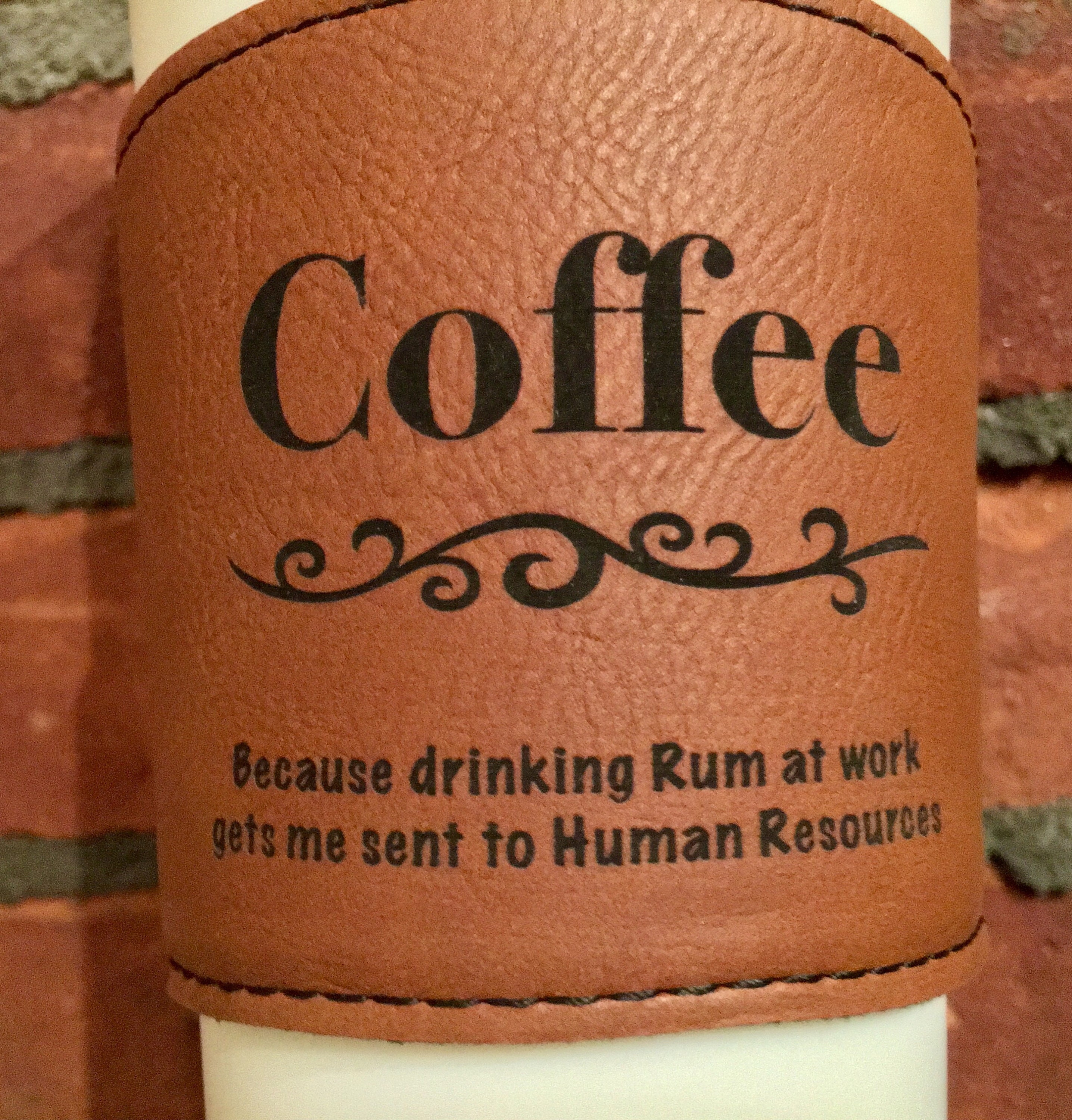 Custom laser engraved reusable coffee cup sleeve Rawhide | Etsy