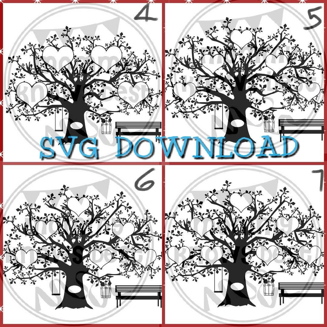 16 SVG FILES of Heart Family Tree Downloads 4-19 Hearts. - Etsy