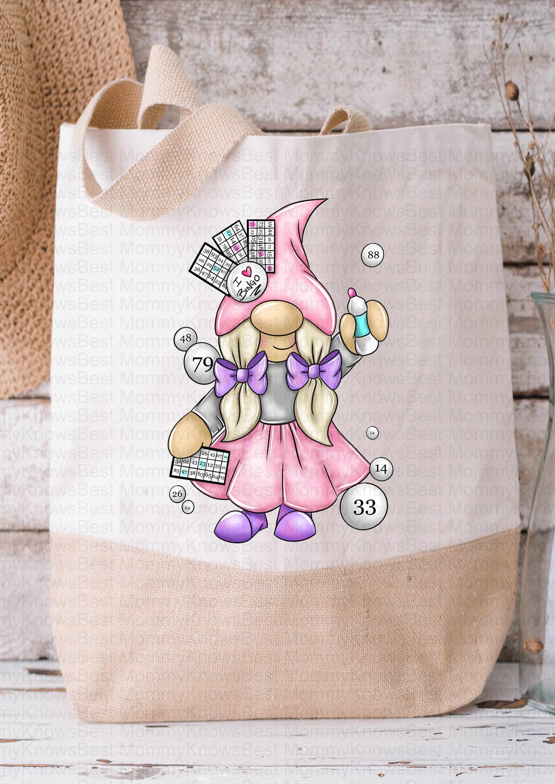 Bingo Gonk Canvas JUTE Bag. Birthday Present Mothers Day Gift Christmas ...
