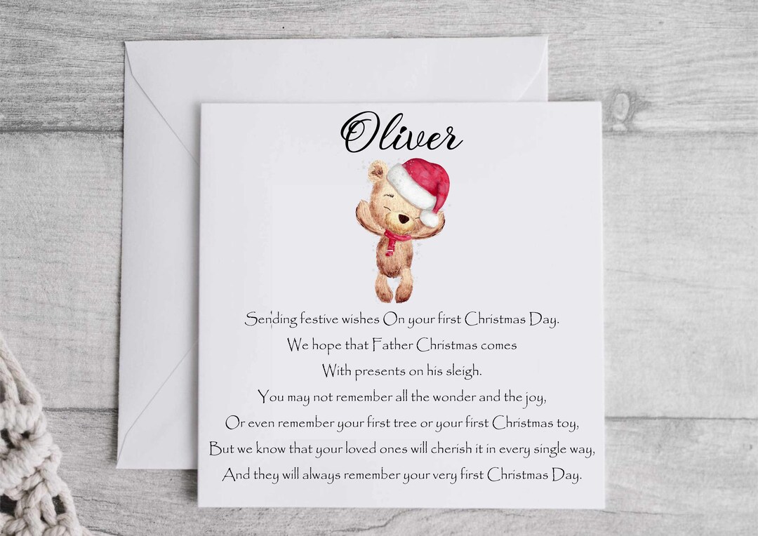 First Christmas Card With Poem Eco Friendly Sentimental Keepsake Future ...