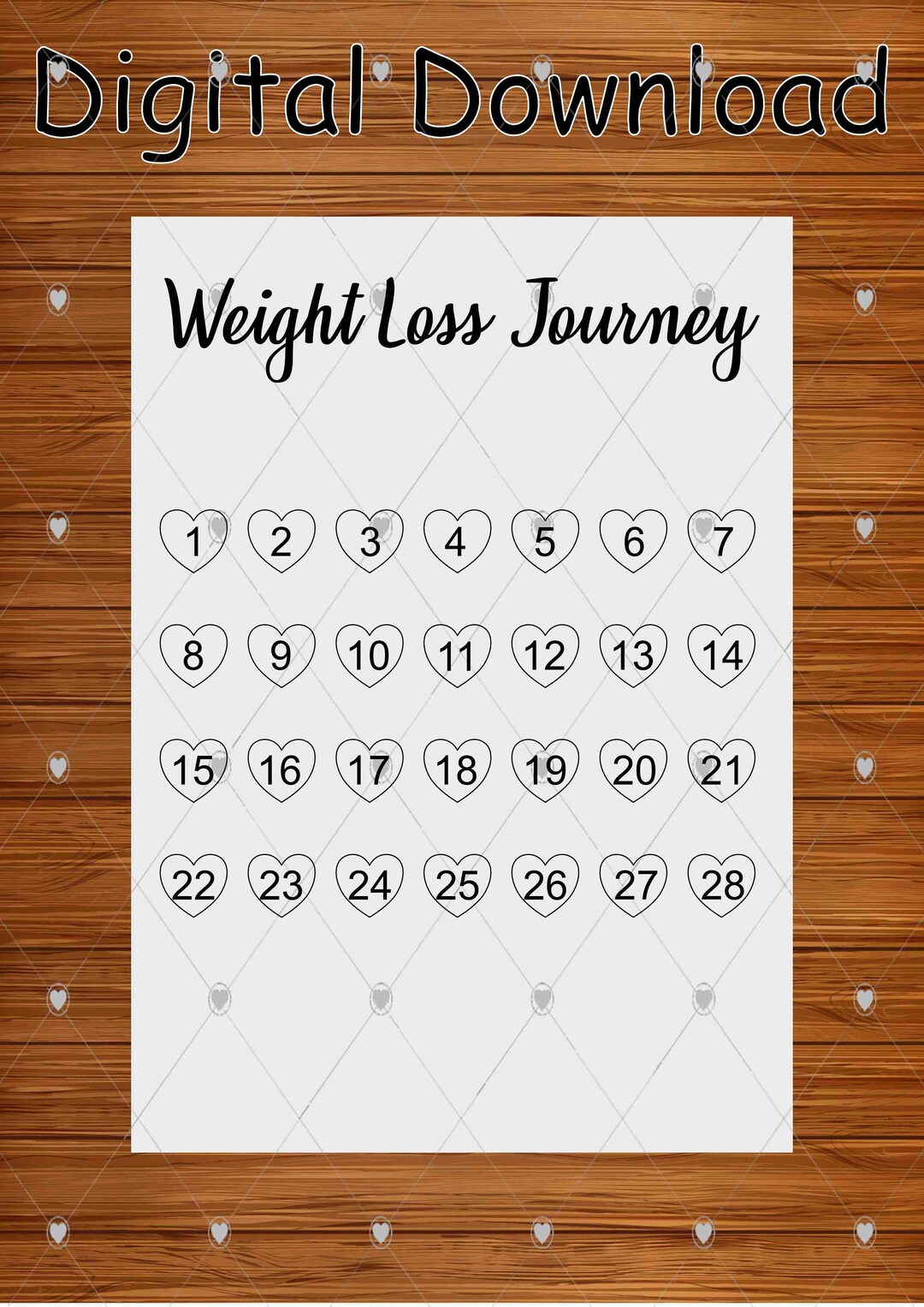 2 Stone 28lb 28kg Weight Loss Digital Download Weight Chart Print at ...