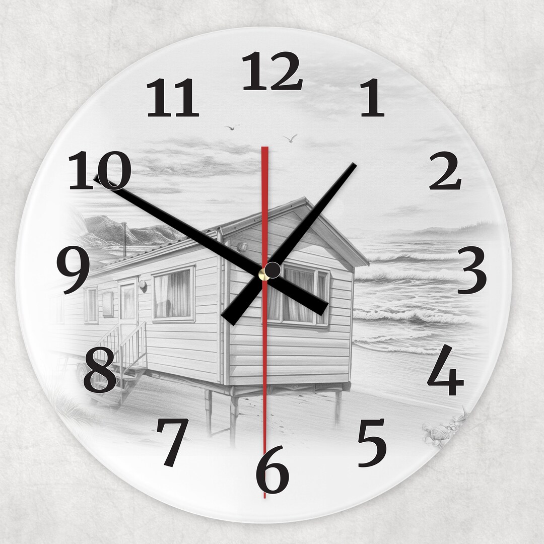 Static Caravan Clock. Large Glass Clock, Wall Clock Touring Holiday ...