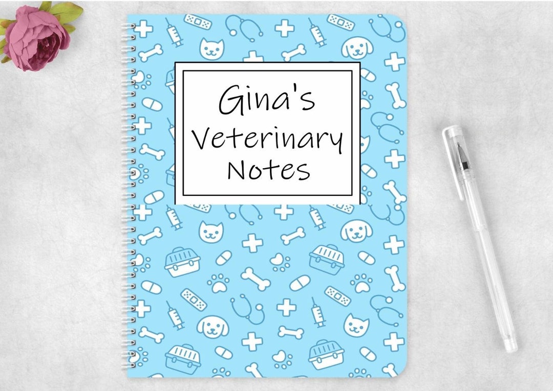 Blue Veterinary Notes Notebook Personalised Recyclable Eco Vets ...