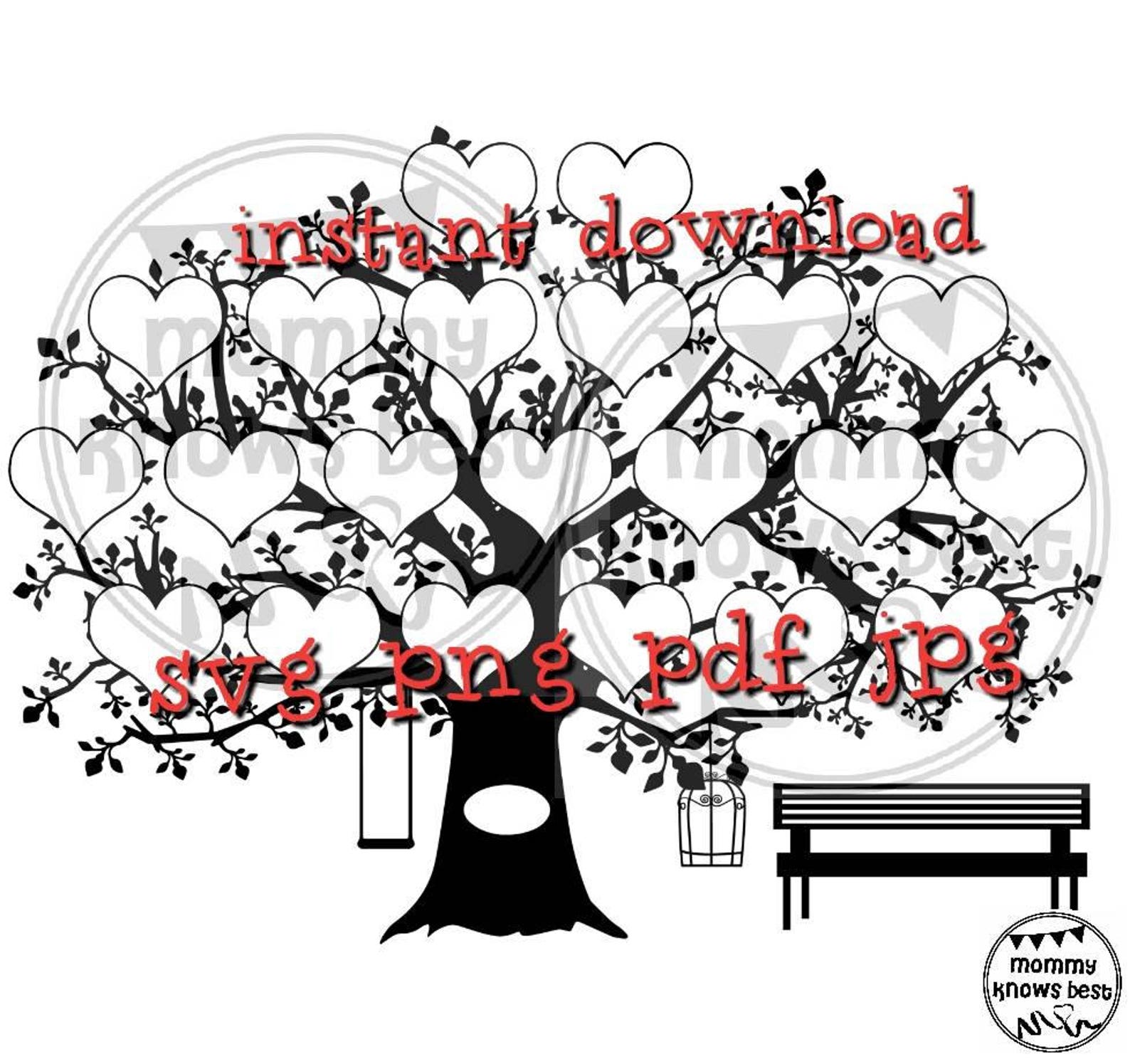 21 Hearts Family Tree Download. SVG JPG Pdf PNG Template. - Etsy