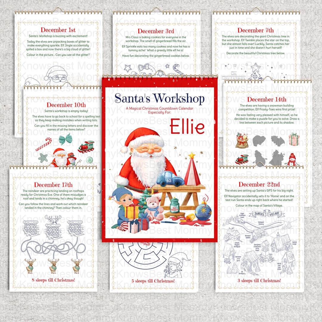 Santas Workshop Christmas Countdown Calendar Activity Book Children ...