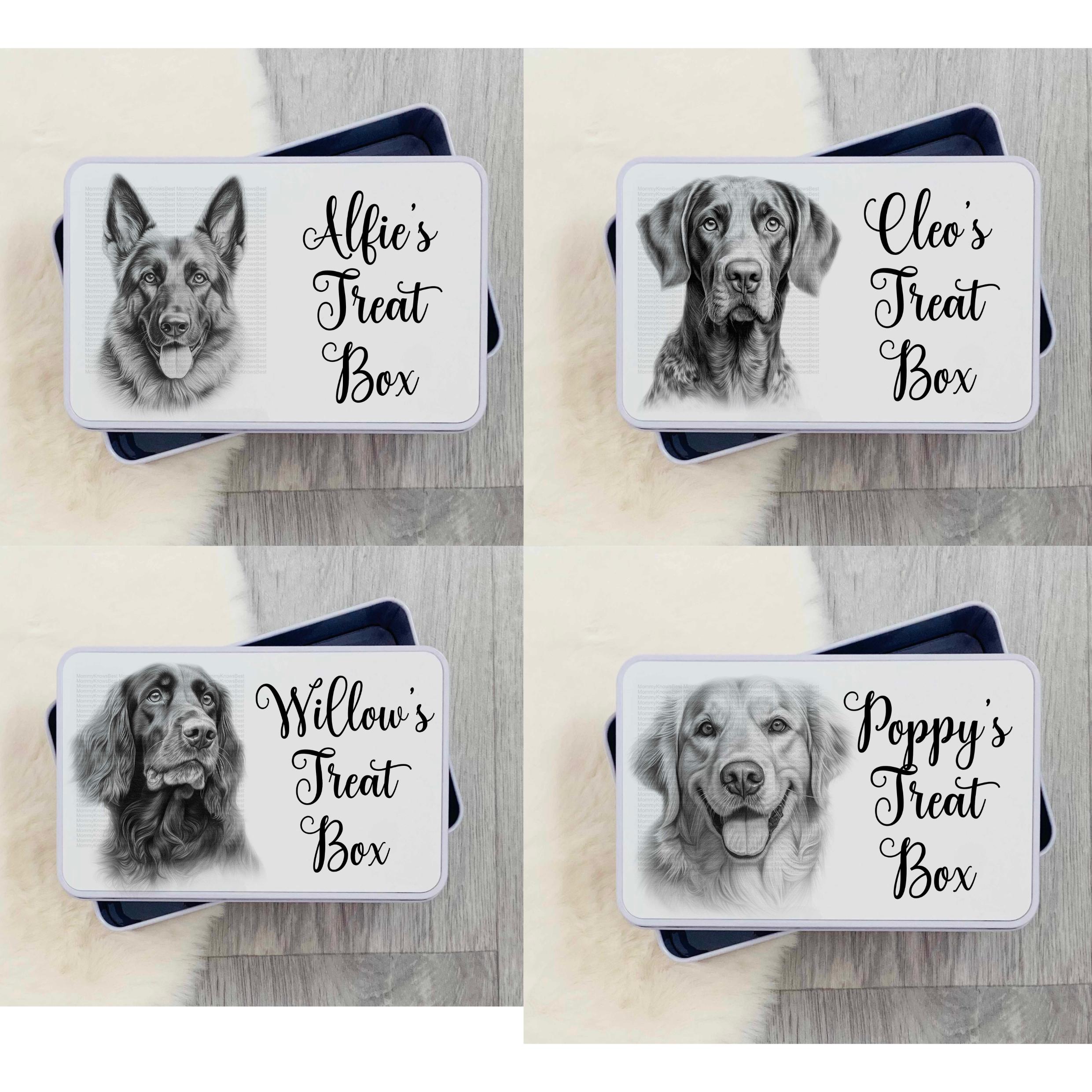 Dog Rectangular Treats Tin Personalised. Pick From Over 30 Dog Breeds ...