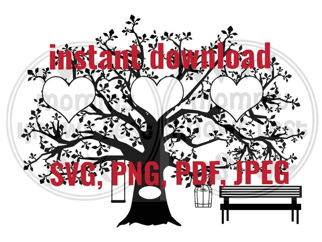 3 Hearts Family Tree Download. SVG JPG Pdf PNG Template. Print at Home ...