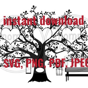 3 Hearts Family Tree Download. SVG JPG Pdf PNG Template. Print at Home ...