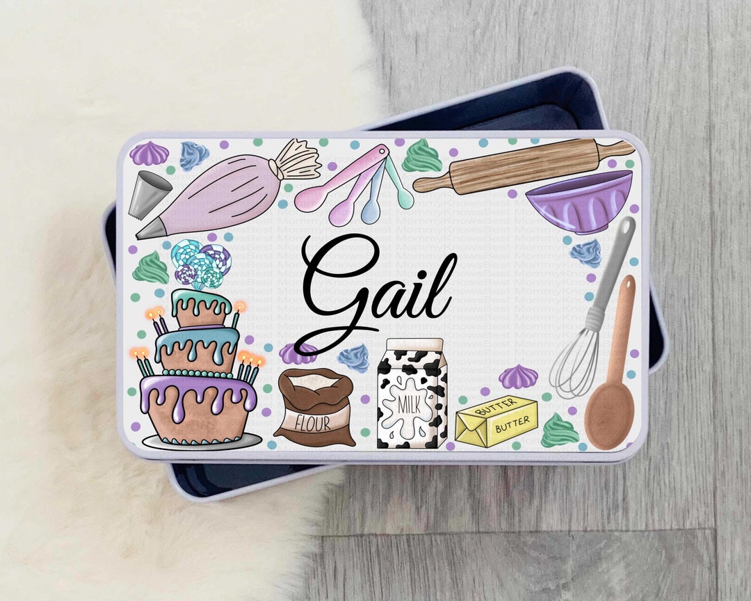 Baking Rectangular Treats Tin Personalised Customised Bakers Gift Box ...