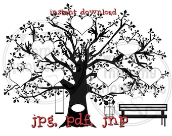 15 Hearts Family Tree Download. SVG JPG Pdf PNG Template. | Etsy