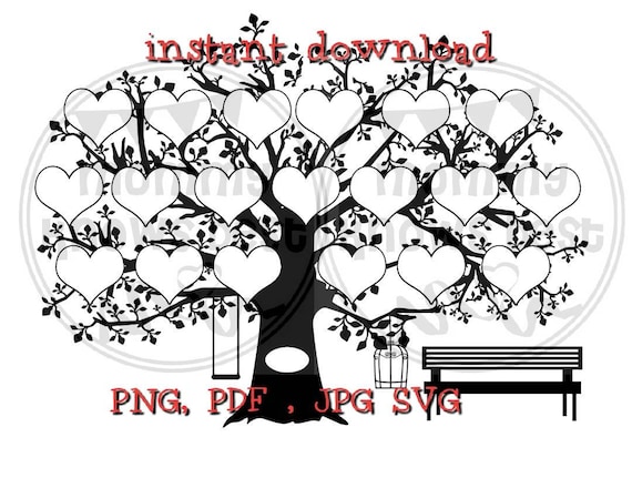 19 Hearts Family Tree Download. SVG JPG Pdf PNG Template. - Etsy