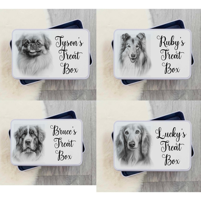 Dog Rectangular Treats Tin Personalised. Pick From Over 30 Dog Breeds ...