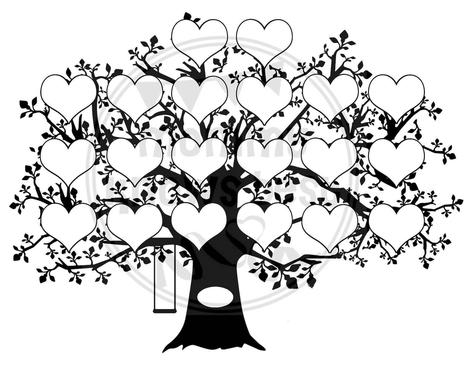 20 Hearts Family Tree Download. SVG JPG Pdf PNG. No Cage or | Etsy