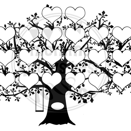 14 Hearts Family Tree Download. SVG JPG Pdf PNG Template. - Etsy