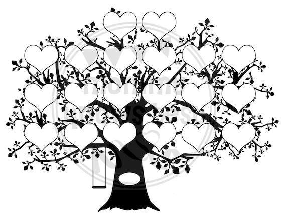 20 Hearts Family Tree Download. SVG JPG Pdf PNG. No Cage or | Etsy