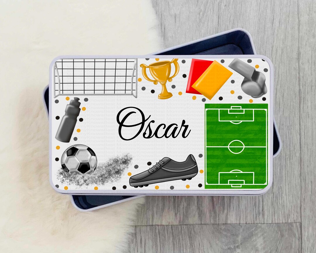 Football Rectangular Treats Tin Personalised. Customised Footy Box ...