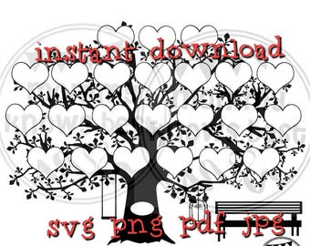 19 Hearts Family Tree Download. SVG JPG Pdf PNG Template. | Etsy