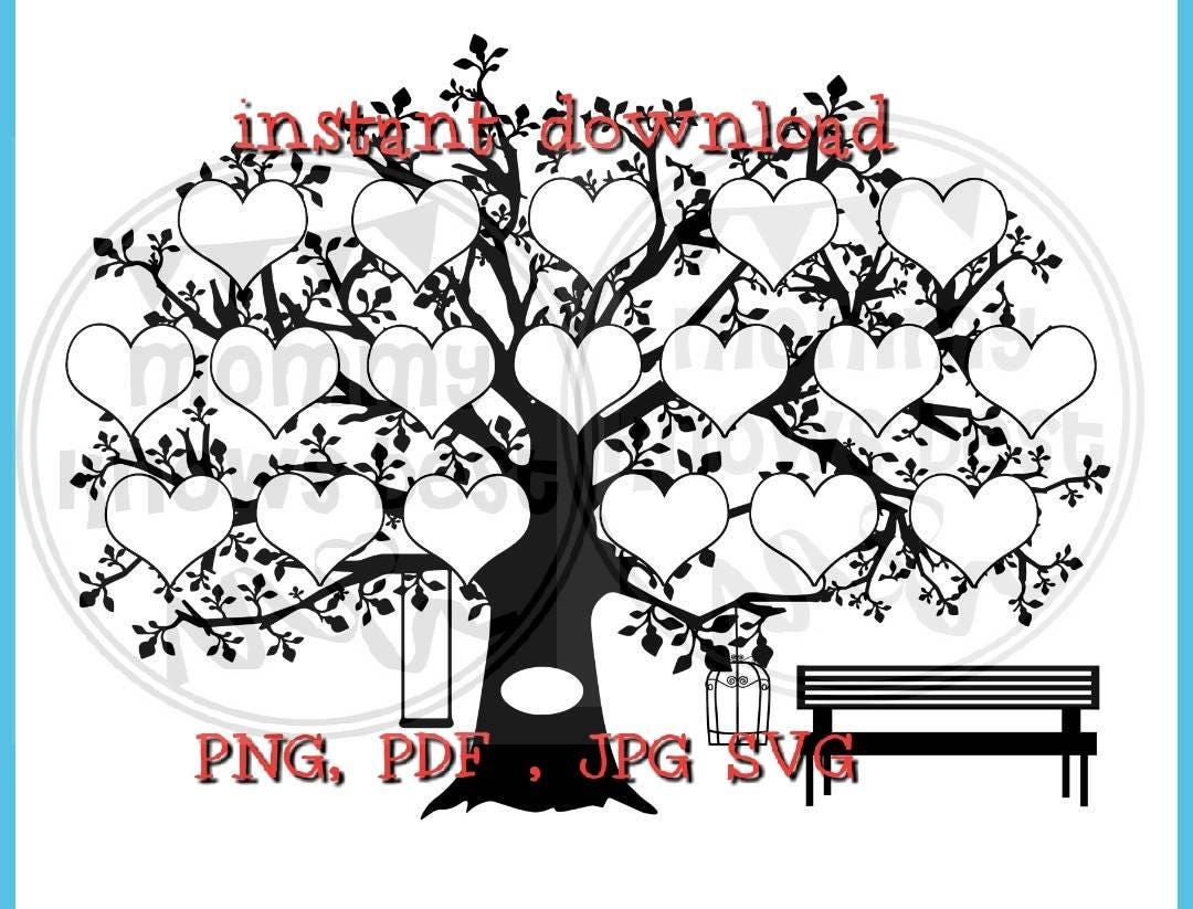 18 Hearts Family Tree SVG JPG Pdf PNG Template Download. Print - Etsy UK