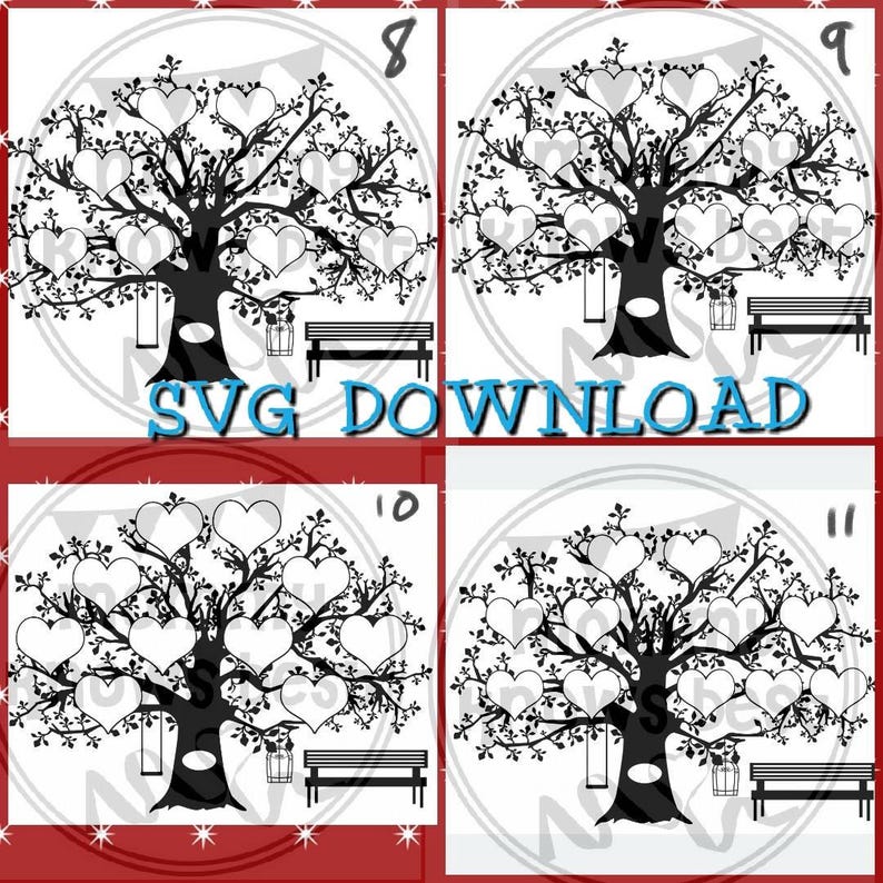 16 SVG FILES of Heart Family Tree Downloads 4-19 Hearts. - Etsy