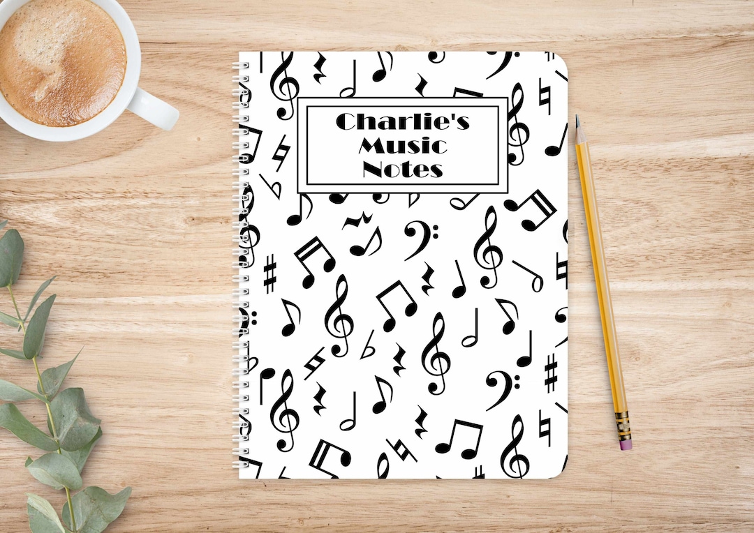 Music Notes Notebook Personalised Recyclable Eco Friendly Notepad Wired ...