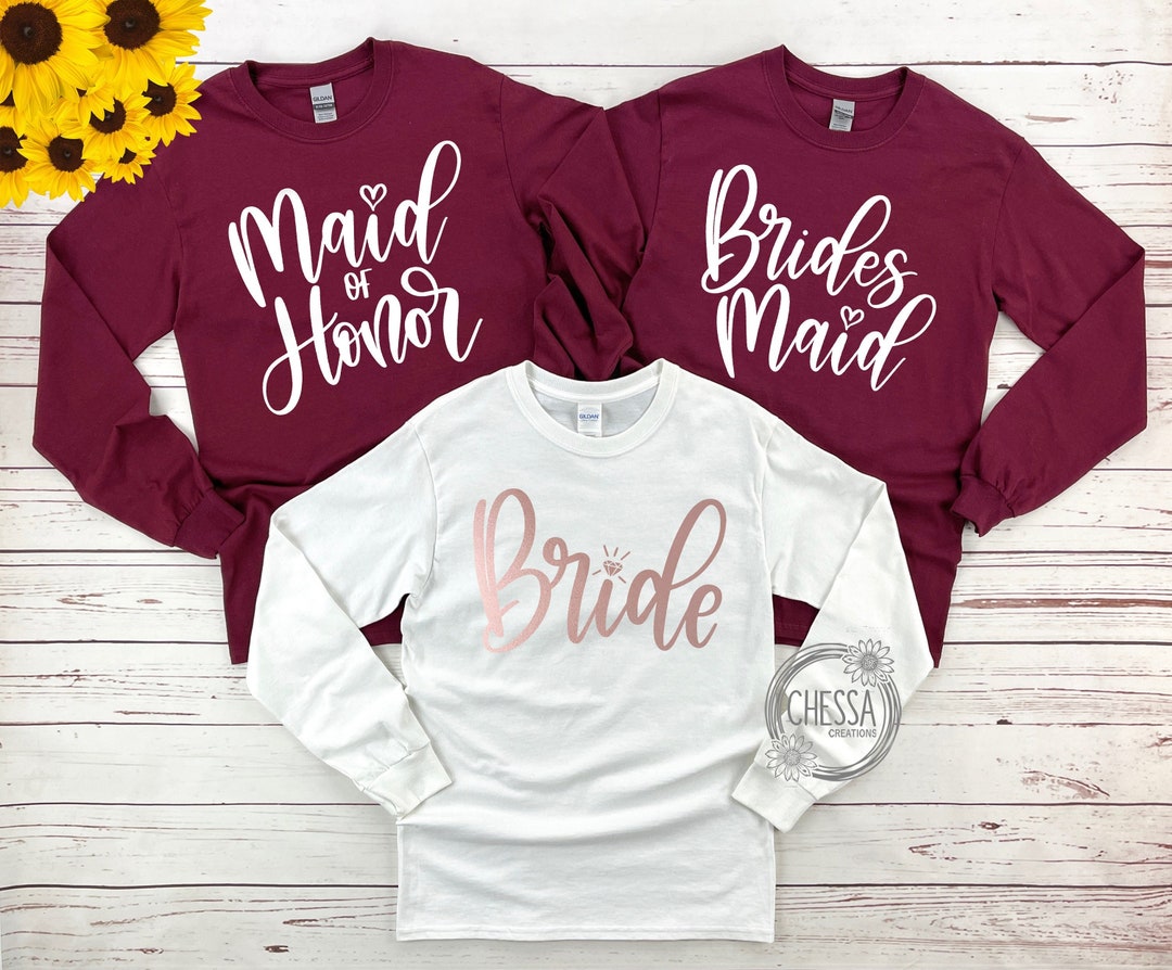 Long Sleeve Bachelorette Party Shirts, Custom Bride Shirt, Bridesmaids ...