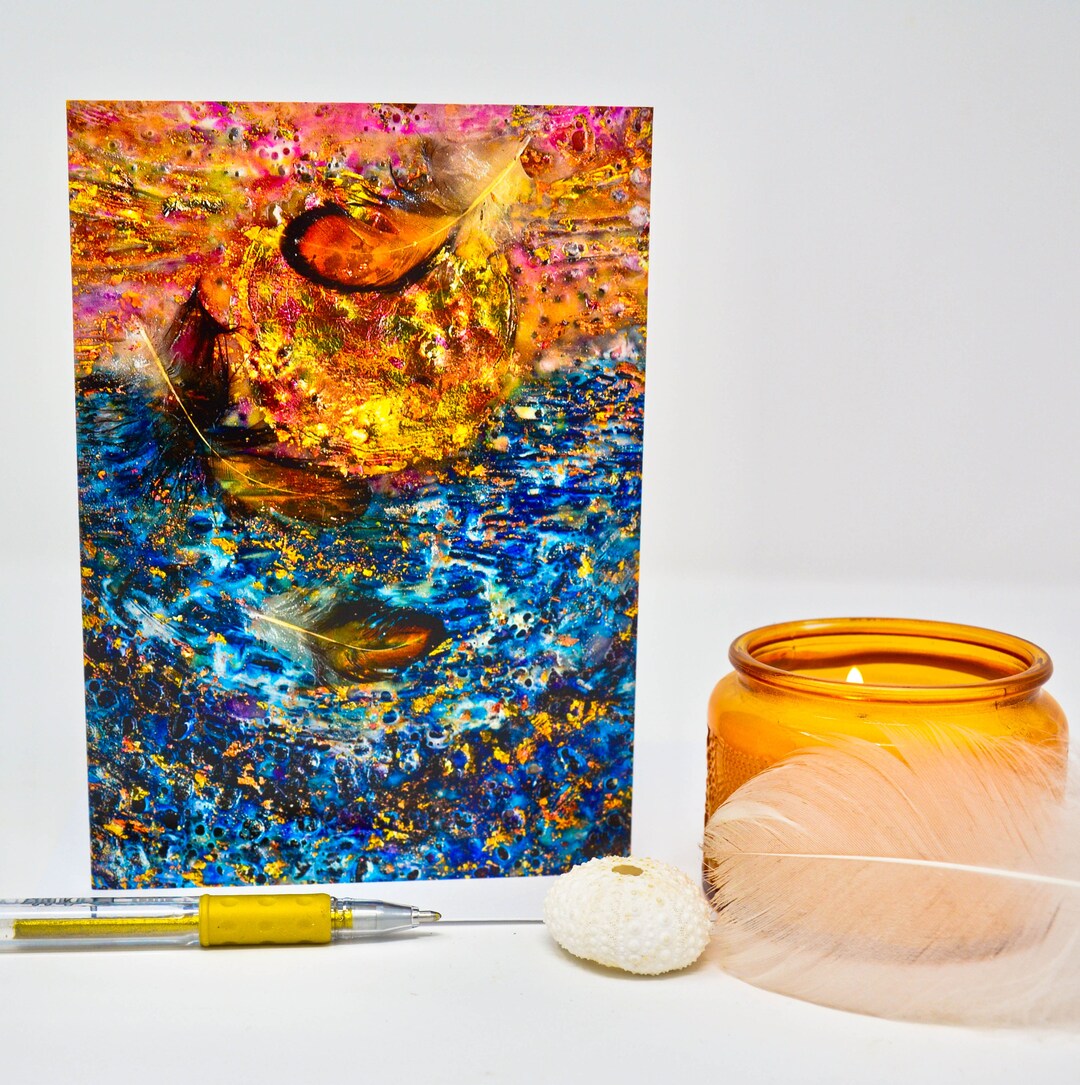 Gentle Guidance Art Card / Blank Card / Spiritual Art / Feather Art ...