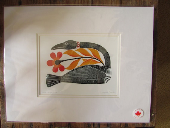 FLORAL PASSAGE Matted Loon Art Print by Inuit Artist Kenojuak - Etsy