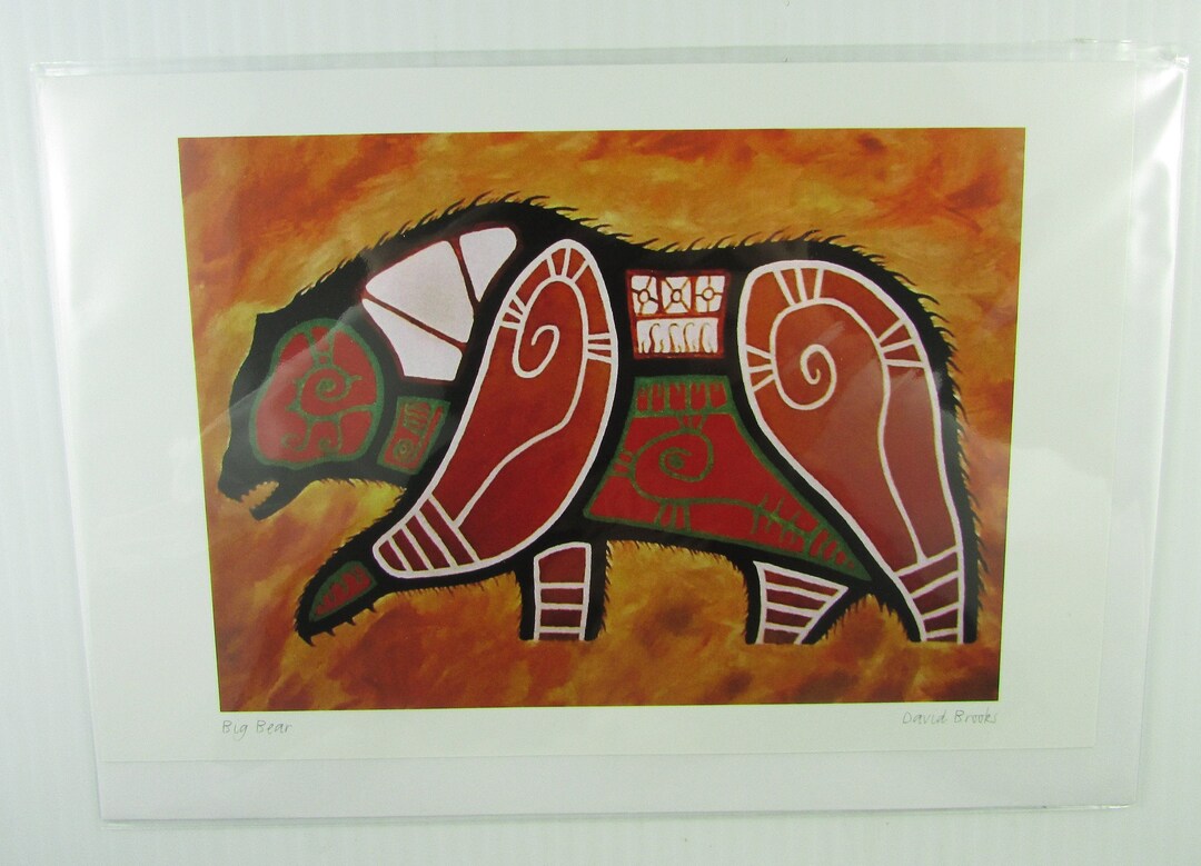 BIG BEAR Art Card by Mi'kmaq Artist David Brooks 6"x9" Blank Inside ...