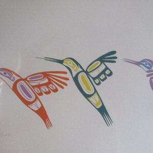 NEW "3 Hummingbirds" by Heiltsuk Artist Ben Houstie 11x14" Matted Art ...