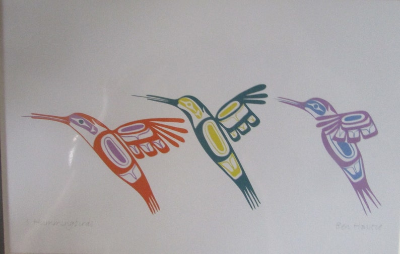 NEW "3 Hummingbirds" by Heiltsuk Artist Ben Houstie 11x14" Matted Art ...