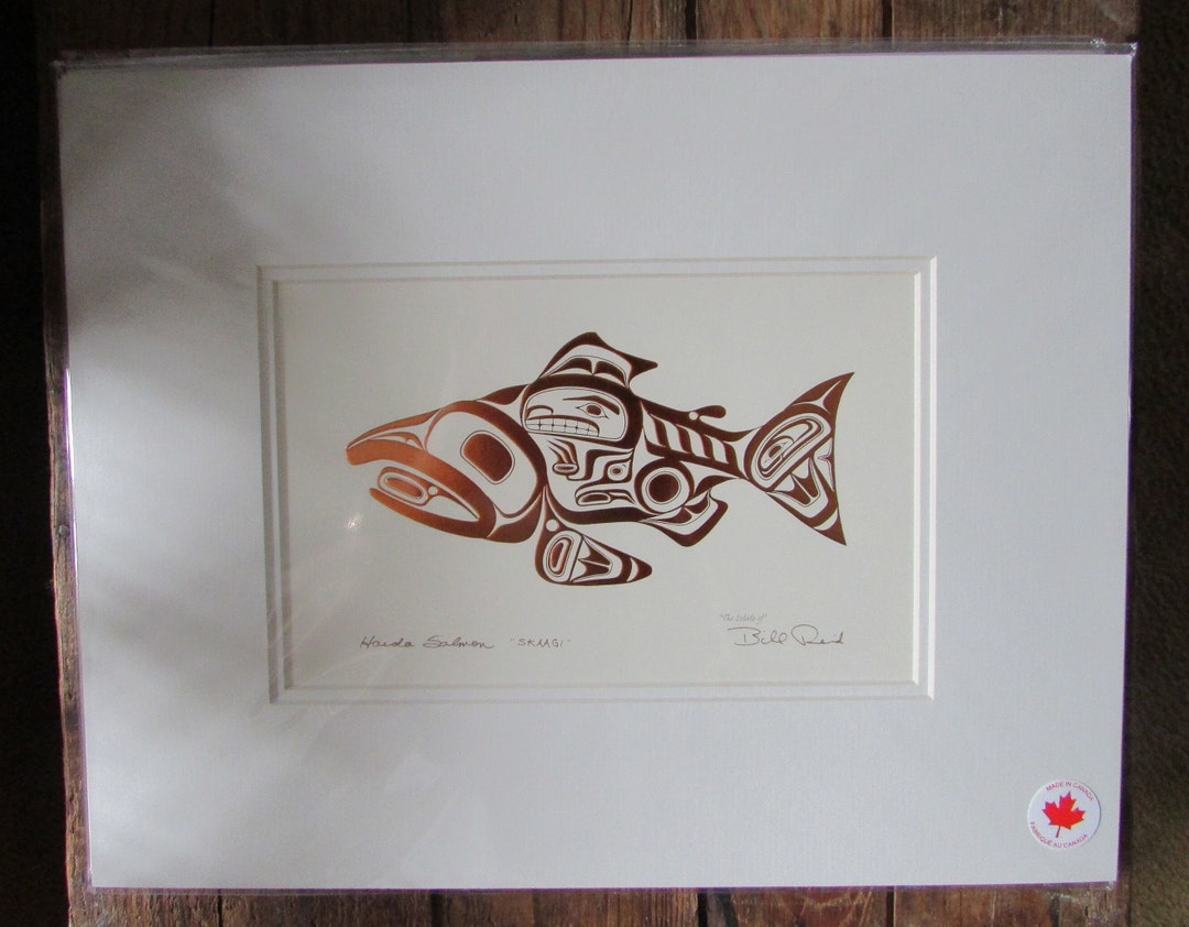 Embossed Copper Art Print "haida SALMON - Skaagi" by Haida Artist Bill ...