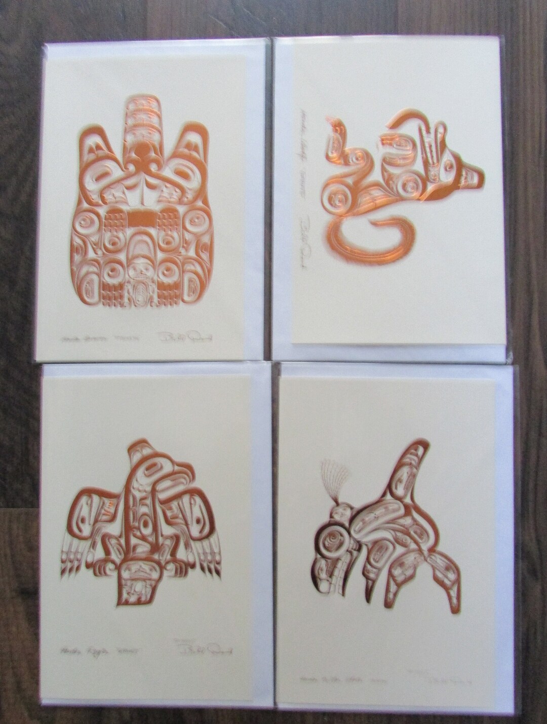 BILL REID 4 Embossed Haida COPPER Art Cards Killer Whale Wolf Eagle ...