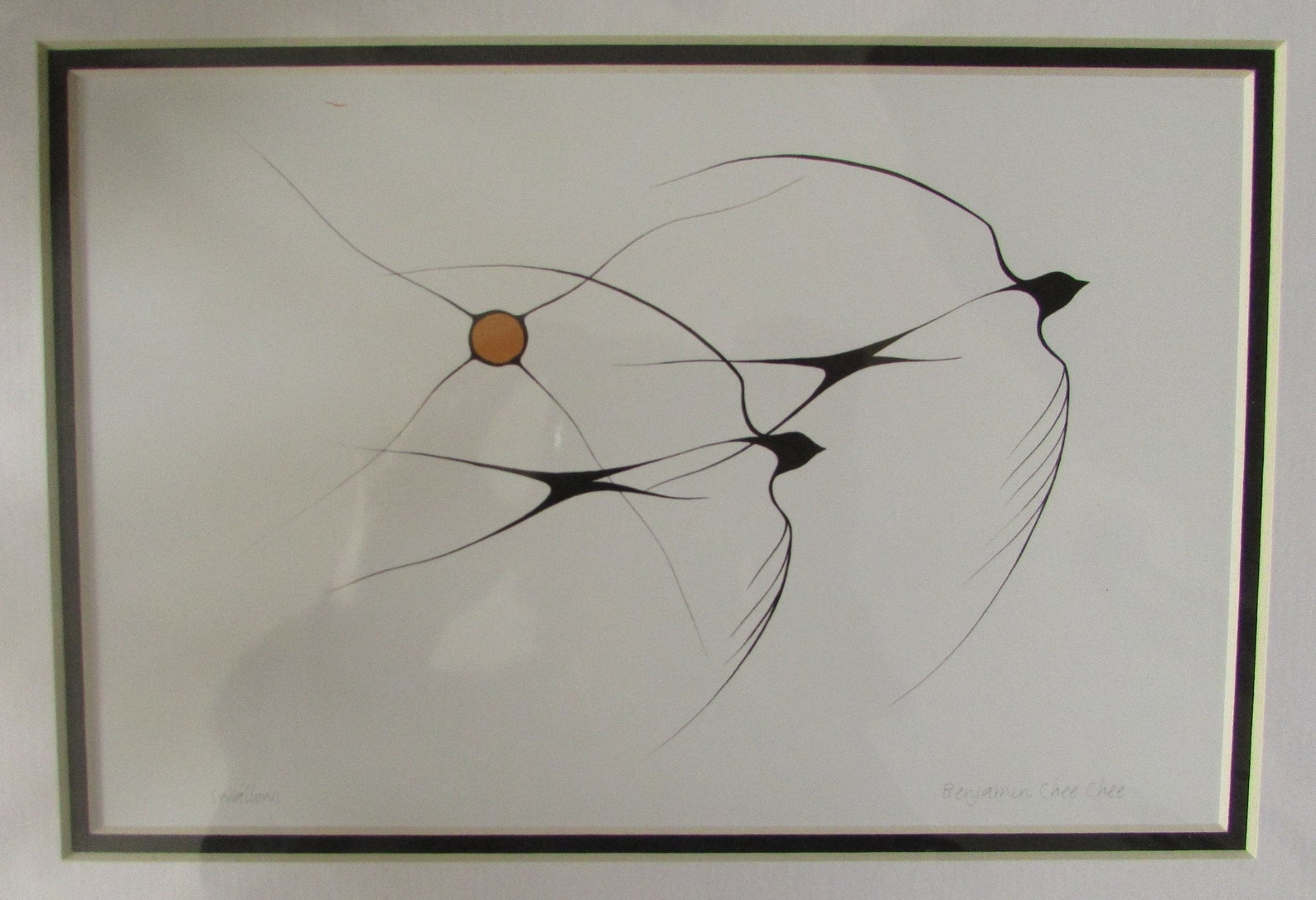 Matted Art Print "swallows" by Artist Benjamin Chee Chee 11"x14" Made ...