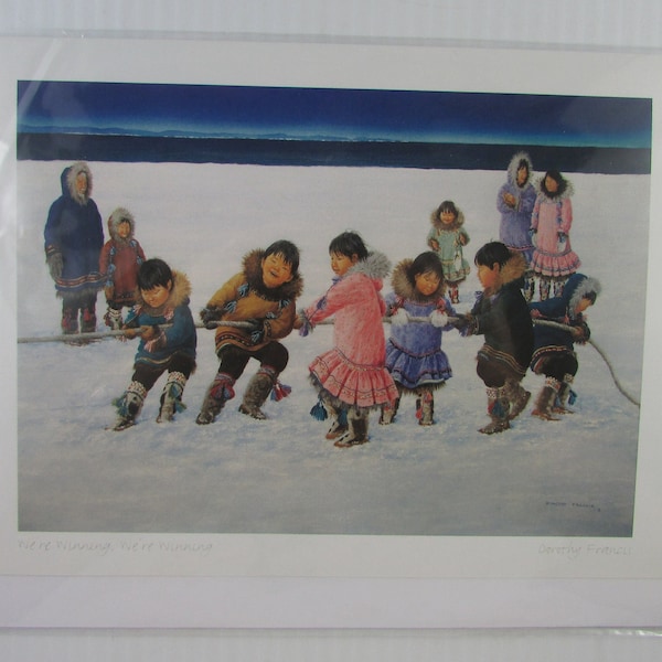 Vintage Inuit Print of Dorothy Francis Painting Child Amauti Husky ...