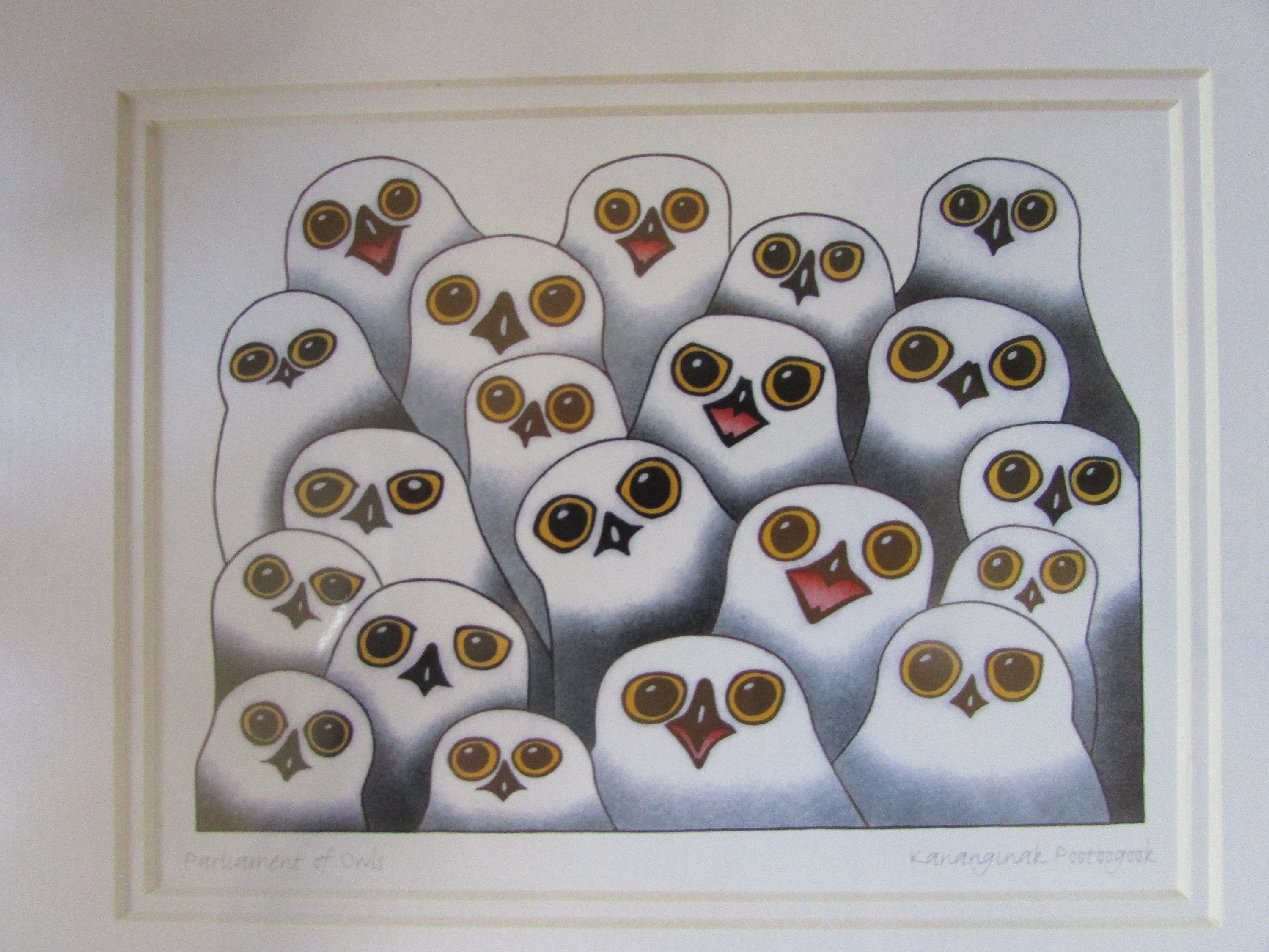 New "parliament of Owls" Art Print by Inuit Artist Kananginak ...