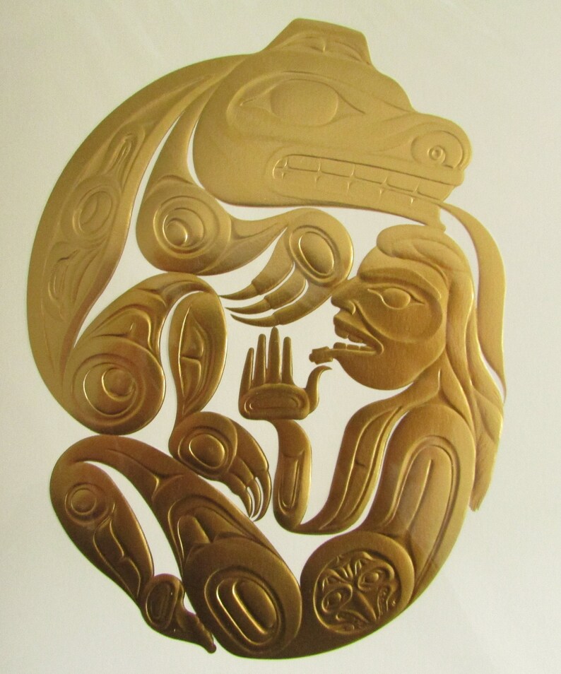 4 Embossed Bill Reid Art Cards Raven and the First Men - Etsy