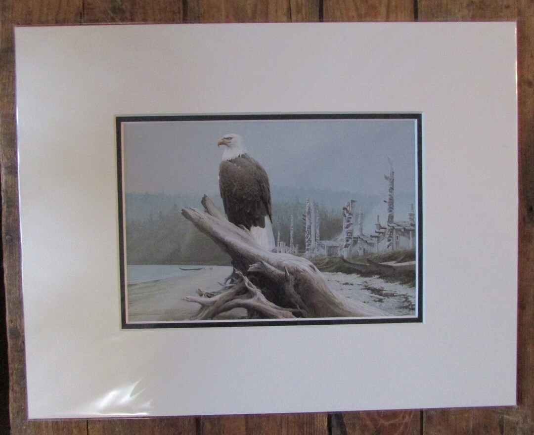Matted Eagle Art Print "sentinel" by Artist Gordon Miller 11"x14" - Etsy